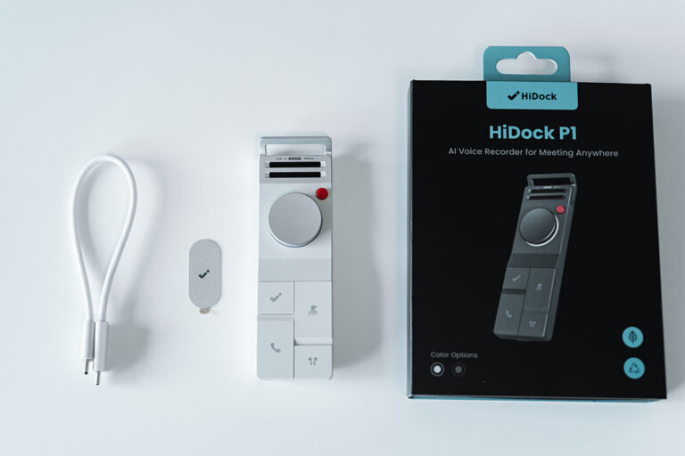 HiDock P1 レビュー | ワイヤレスイヤホンと併用できるAIボイスレコーダー